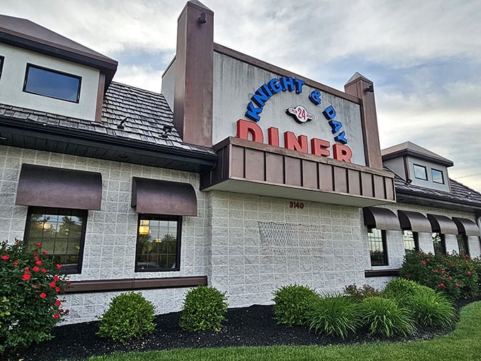 The classic neon sign of Knight & Day Diner glows like a beacon for hungry travelers. Pennsylvania charm meets roadside Americana in this Lititz landmark.