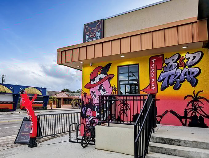 That vibrant exterior mural isn't just decoration – it's a delicious promise painted in living color.