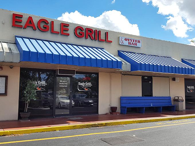 The unassuming exterior of Eagle Grill & Oyster Bar proves once again that Florida's best seafood treasures often hide in plain sight.