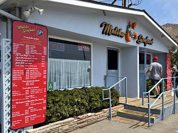 The unassuming white building with its cheerful red lobster sign is Malibu's worst-kept secret. Ocean views and fresh seafood await beyond those humble doors.
