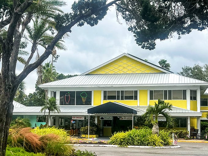 Sunshine yellow isn't just a color choice—it's a promise of the bright flavors waiting inside this cheerful Longboat Key landmark.