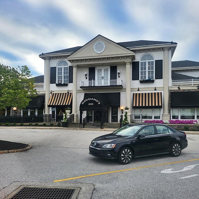 The stately colonial façade of Maggiano's stands like an Italian embassy on Pennsylvania soil, complete with those classic black and tan awnings beckoning you inside.