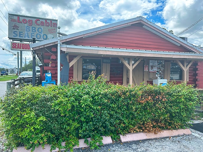 That rustic red exterior isn't just for show – it's your first hint at the smoky treasures waiting inside.