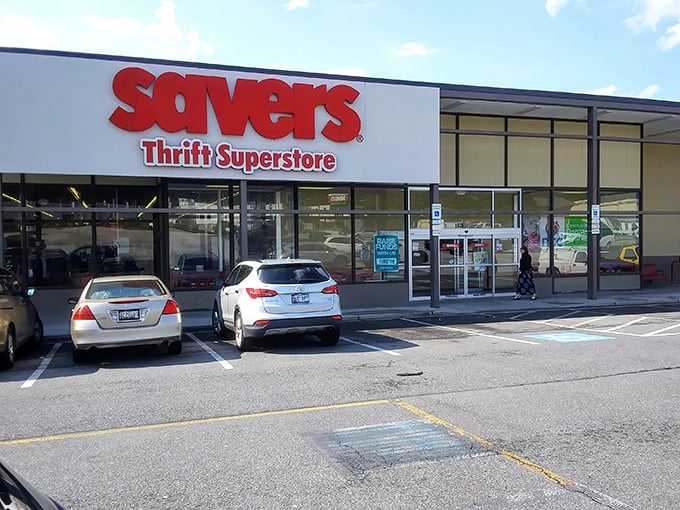The iconic red Savers sign beckons bargain hunters like a retail lighthouse guiding ships to treasure-filled shores.