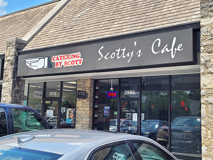 The unassuming storefront of Scotty's Cafe proves once again that culinary treasures often hide in plain sight along Columbus's busy streets.