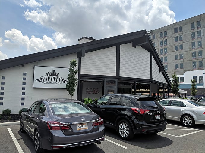 The unassuming exterior of Cap City Fine Diner hides culinary treasures within, like finding a Rolex in a cereal box.