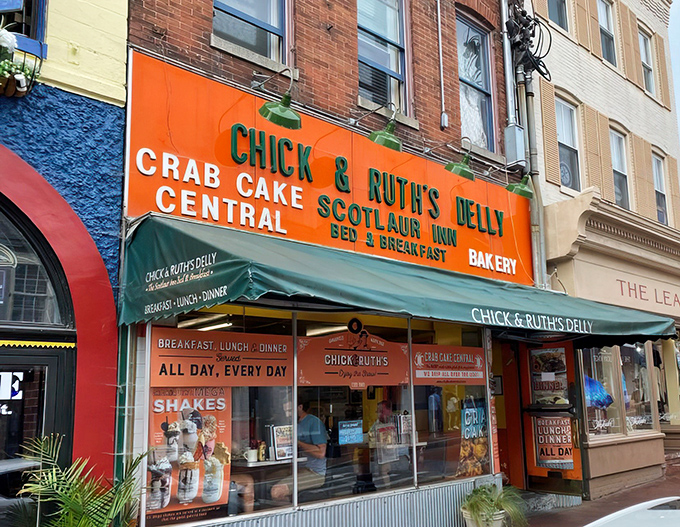 The unmistakable orange and blue façade of Chick & Ruth's stands out on Main Street like a culinary lighthouse guiding hungry sailors to port.