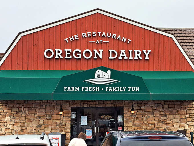 The iconic red barn exterior of Oregon Dairy welcomes you like an old friend. Farm fresh indeed—this place means business about comfort food.