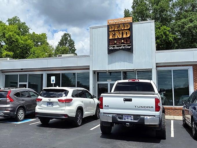 The unassuming blue exterior of Dead End BBQ in Knoxville might fool you, but locals know this is where smoke dreams come true.