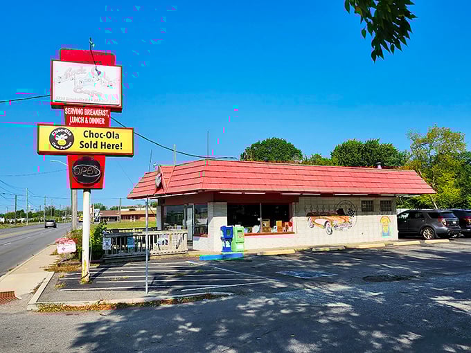 The classic red-roofed time machine on Brookville Road beckons with promises of nostalgia and hash browns that could make your grandma jealous.