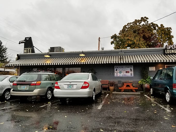 That iconic black hawk silhouette against the Portland sky isn't just a sign—it's a beacon calling hungry souls to comfort food paradise.