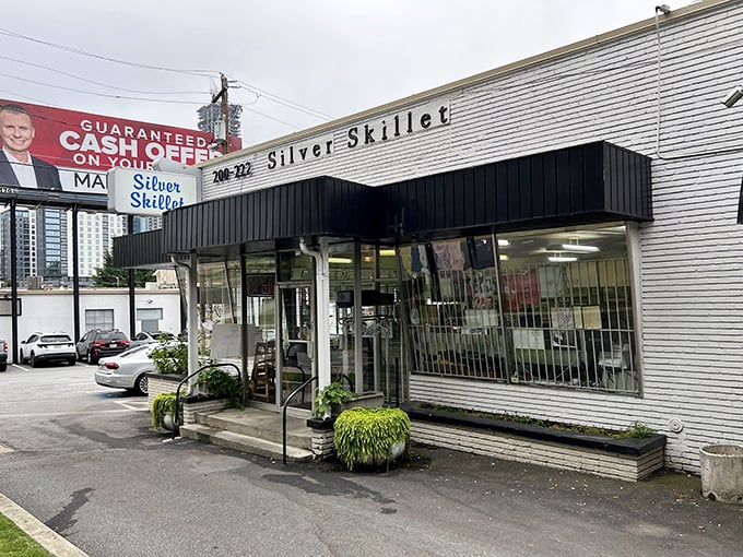 The iconic Silver Skillet facade stands as a time capsule of Americana, promising comfort food treasures within its vintage walls.