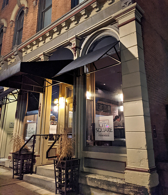 Classic brick facade meets modern steakhouse elegance - where Wooster's culinary magic happens nightly.