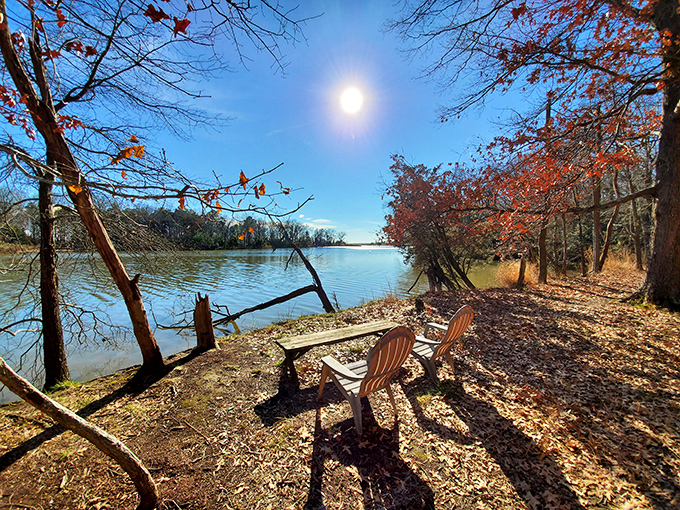 Nature's perfect seating arrangement – two Adirondack chairs overlooking the Chesapeake's shimmering waters, like front-row tickets to the best show in Maryland.