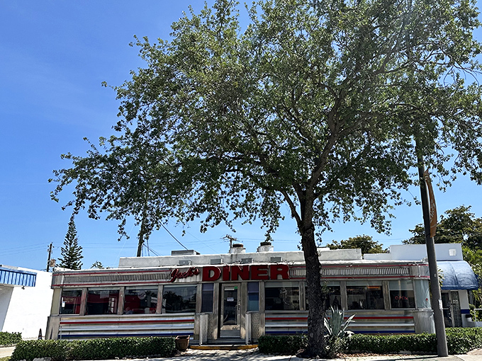 That gleaming stainless steel exterior isn't just eye-catching—it's a time machine disguised as a diner. Classic Americana with a Florida twist!