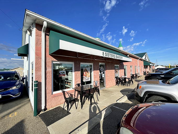 The pink exterior of 8 Sisters Bakery isn't just a building—it's a beacon of carb-laden hope on the Ohio horizon.