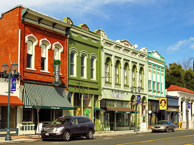 Colorful Victorian storefronts line Main Street like a row of well-dressed gentlemen waiting for a parade, each with its own personality and story to tell.