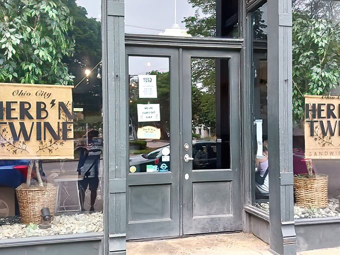 The unassuming storefront of Herb'n Twine beckons with simple charm – like finding a secret doorway to sandwich paradise in Cleveland's Ohio City neighborhood.