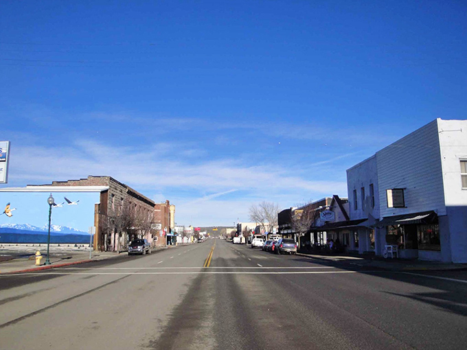 Main Street Alturas stretches toward the horizon like a scene from a simpler time, where rush hour means three cars at the stoplight.