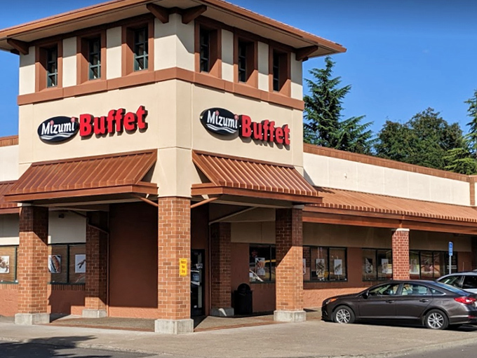 The unassuming exterior of Mizumi Buffet stands like a culinary speakeasy—modest on the outside, but inside? That's where the magic happens.