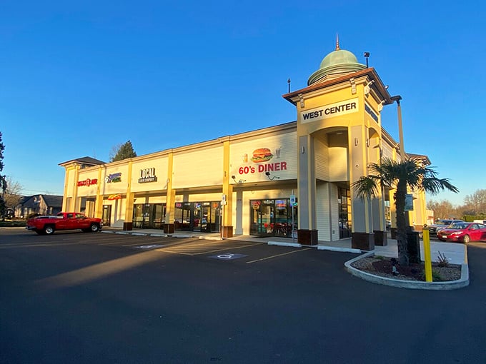 Tucked into a modern shopping center with a distinctive domed tower, 60's Café & Diner proves great food doesn't need a fancy address.