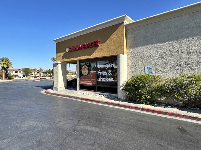 The unassuming exterior of Grill-A-Burger proves once again that culinary treasures often hide in plain sight, nestled among Palm Desert's sun-drenched strip malls.
