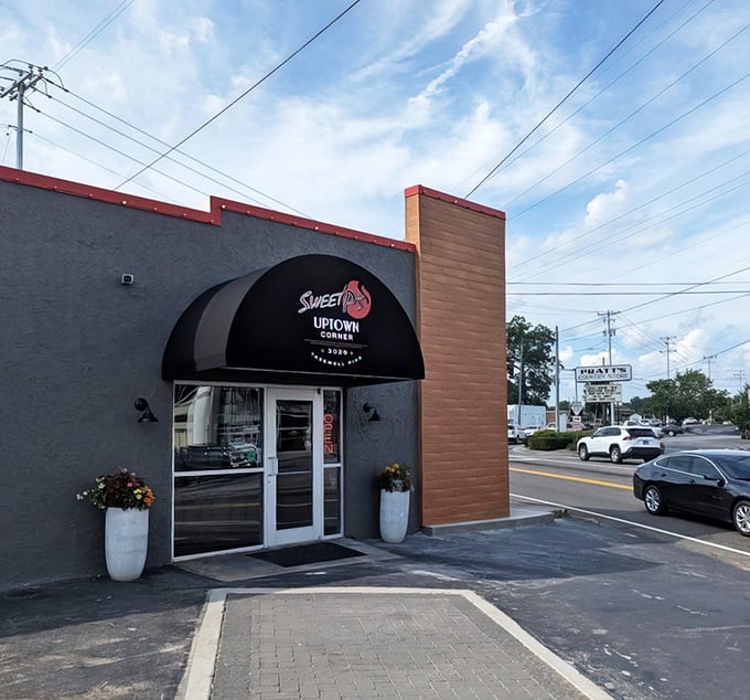 The unassuming exterior of Sweet P's Uptown Corner hides culinary treasures within, like a poker player with a royal flush keeping a straight face.