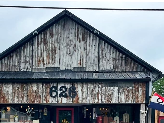 The golden glow of Old Barn Co.'s weathered exterior beckons like a treasure chest waiting to be discovered. Those "636" numbers aren't just an address—they're an invitation.