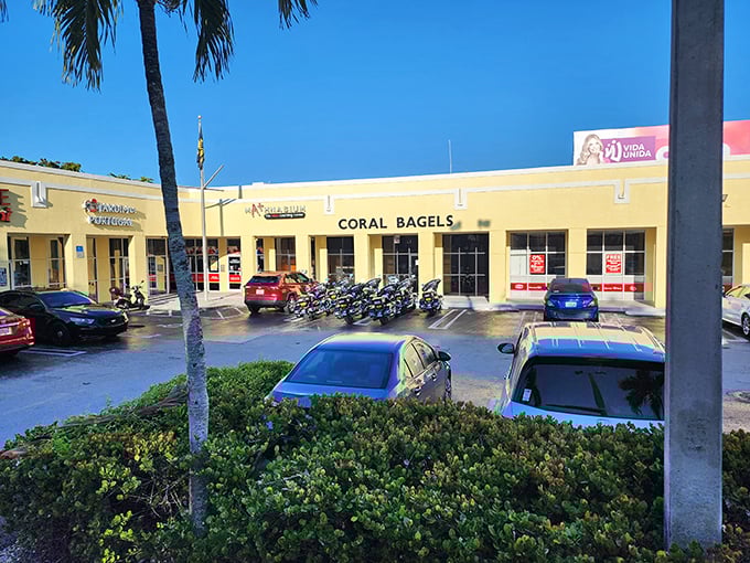 The unassuming yellow exterior of Coral Bagels might not stop traffic, but locals know this strip mall gem houses breakfast treasures worth seeking out.