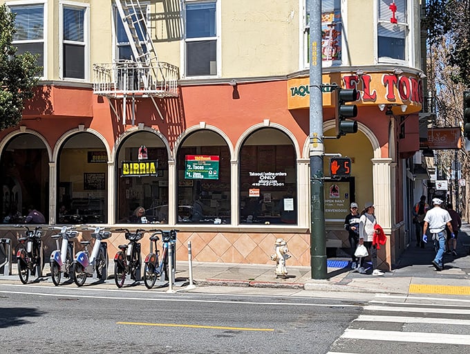 El Toro's iconic corner location stands proudly at 17th and Valencia, its arched windows and terra cotta facade beckoning hungry pilgrims like a Mexican food lighthouse.
