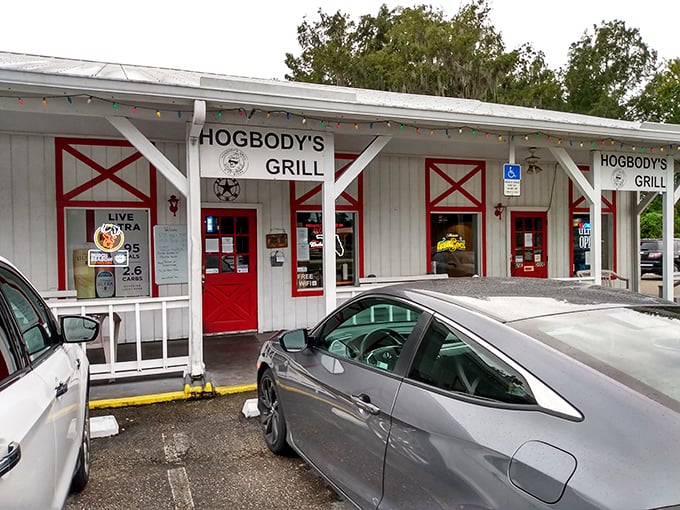 The unassuming white exterior with barn-red accents promises no frills, just thrills for your taste buds. Florida's hidden gems often come in modest packages.