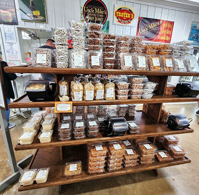 Not so much a display as a shrine to snacking. These shelves hold the answer to "What should I bring to the family gathering?"