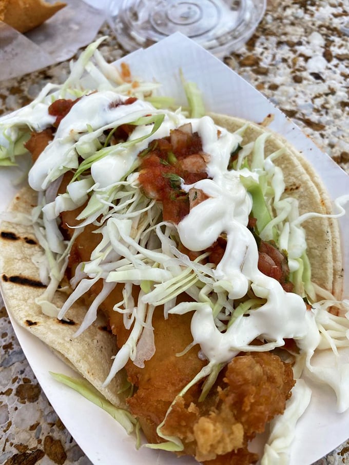 This Baja fish taco doesn't need a passport to transport you south of the border. Crispy, creamy, crunchy perfection.