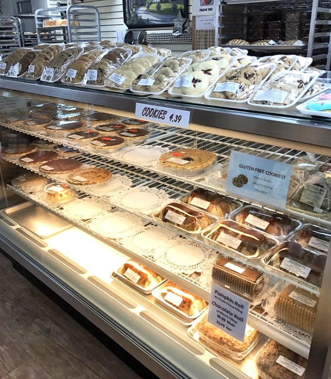 Not so much a display case as a museum of edible art. Each cookie and pastry patiently waiting its turn to become someone's moment of pure bliss.