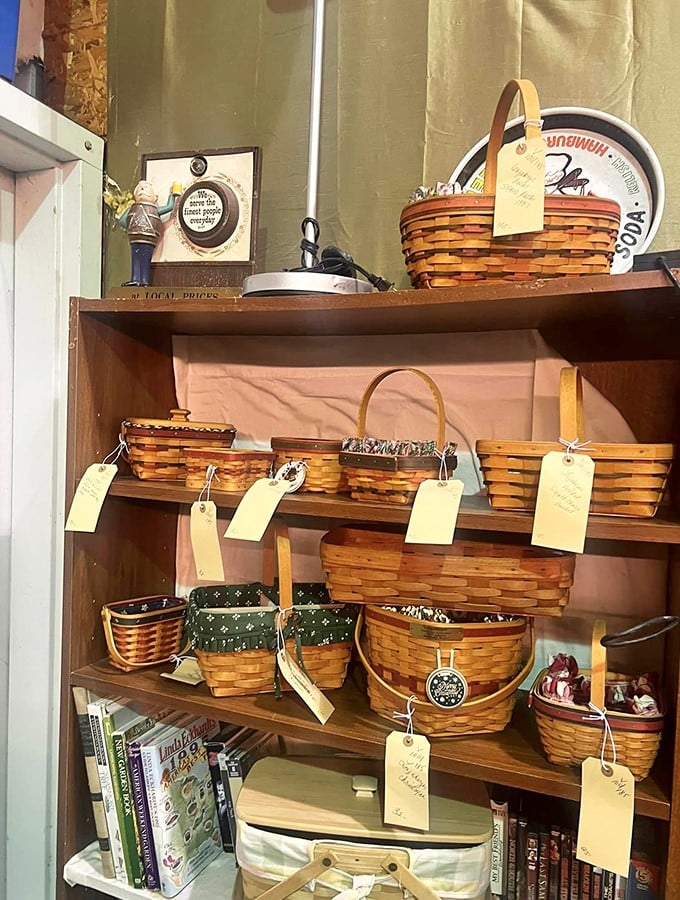 Longaberger heaven! These handcrafted baskets aren't just containers—they're conversation pieces waiting to be filled with stories and potpourri.