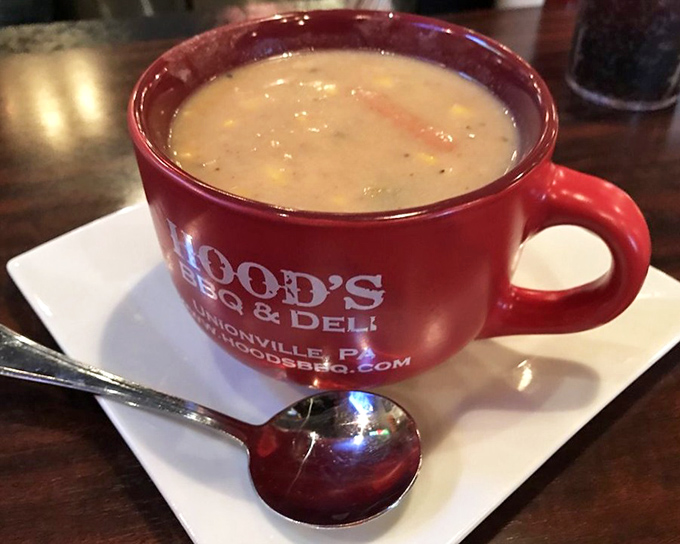 A hearty stew served in a mug that says "sit down and stay awhile." This isn't fast food; it's slow comfort that warms you from the inside out.