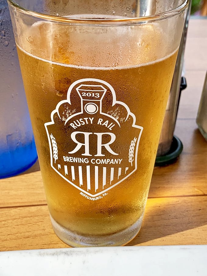 Local craft beer from Rusty Rail Brewing Company—because nothing complements Pennsylvania cuisine quite like Pennsylvania beer. Proximity has its privileges.