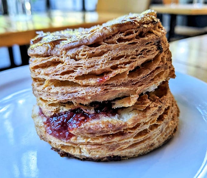 Layers upon flaky layers—this pastry doesn't just break apart, it tells a story with each buttery chapter.