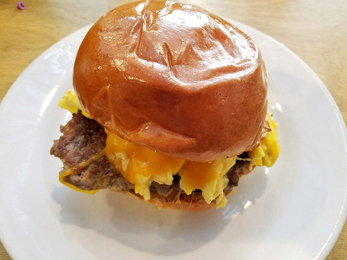 This breakfast sandwich doesn't just start your day—it makes your day. Melty cheese and perfectly cooked meat on a glossy brioche bun.
