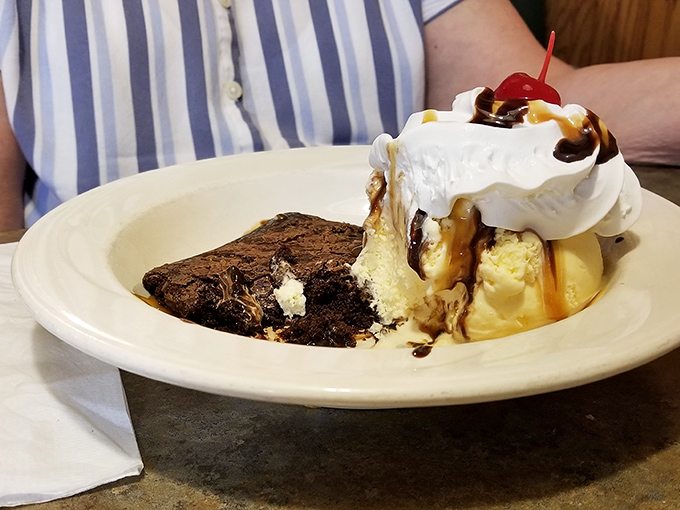 This brownie sundae isn't just dessert—it's therapy on a plate, where hot meets cold in a relationship counselors would approve of.