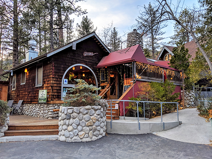 Café Aroma glows with mountain hospitality. Those twinkling lights aren't just decoration—they're a beacon for hungry hikers and locals alike.