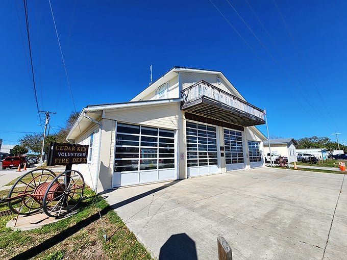 Even the fire department in Cedar Key has that Old Florida charm – a reminder that in small towns, community safety comes with a side of character.