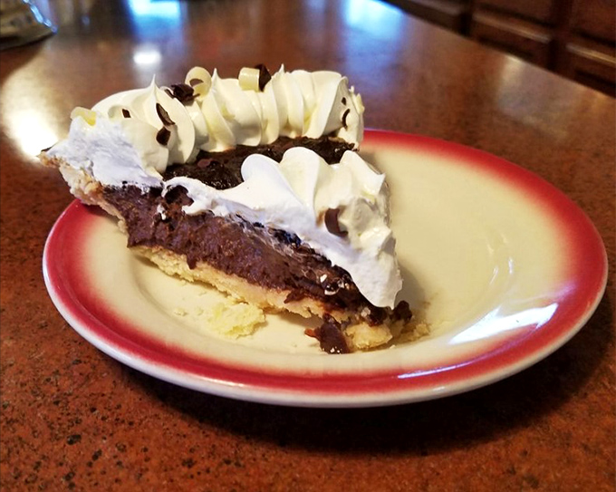 Chocolate pie that doesn't need to be deconstructed, reimagined, or fused with exotic ingredients—just enjoyed one perfect bite at a time.