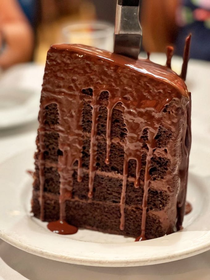 This chocolate cake isn't just dessert, it's a chocolate waterfall frozen in time – rich, decadent, and worth every calorie.