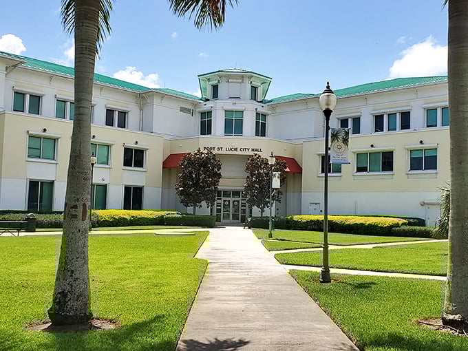 City Hall that looks more like a tropical resort—only in Florida. The well-maintained grounds and accessible design reflect Port St. Lucie's approach to community-centered governance.