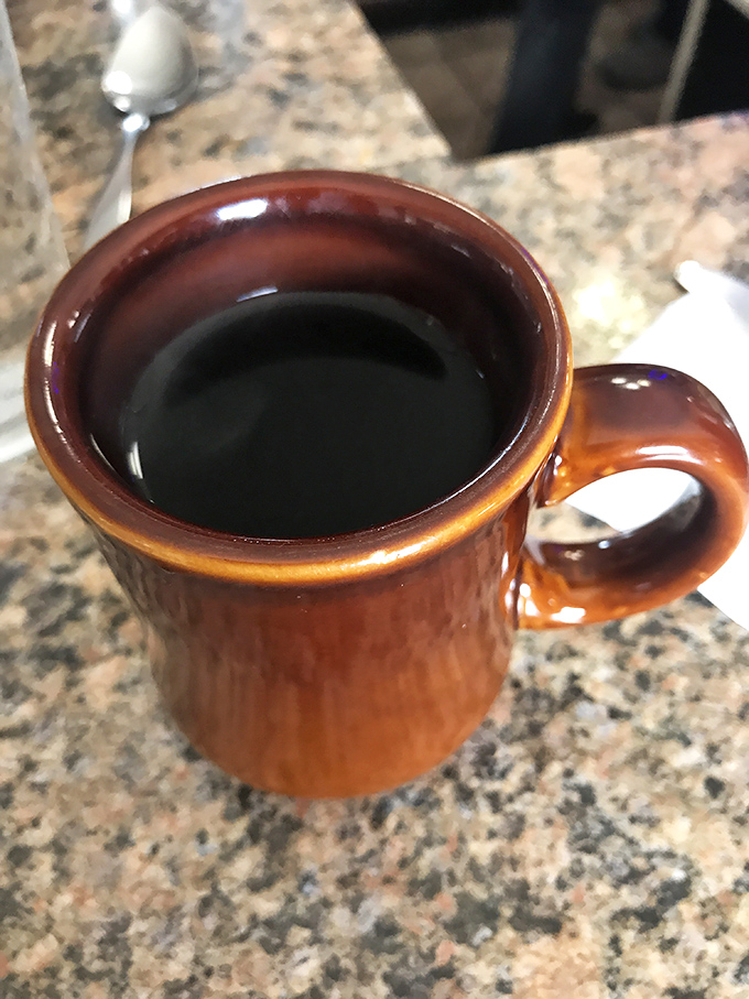 The humble diner mug—holding liquid ambition that's fueled American mornings since time immemorial. Coffee this honest deserves a moment of silence.