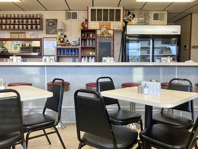 The counter where magic happens—part kitchen command center, part community hub. Every small town diner worth its salt has a counter that tells stories. 