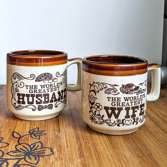 "World's Greatest" mugs – the ultimate relationship test. Buy these vintage ceramic treasures and see if your partner finds them ironic or aspirational.