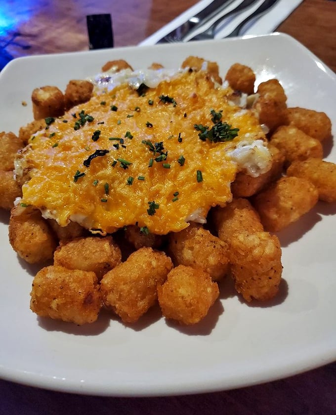 Tater tots for grown-ups—crispy golden nuggets crowned with melted cheese and herbs that make you wonder why you ever outgrew the kids' menu.