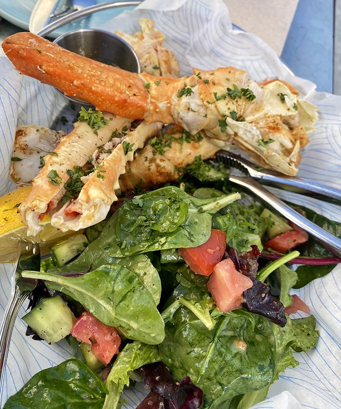 This isn't just seafood—it's edible art. Sweet crab meat paired with fresh greens creates a perfect balance of indulgence and virtue.